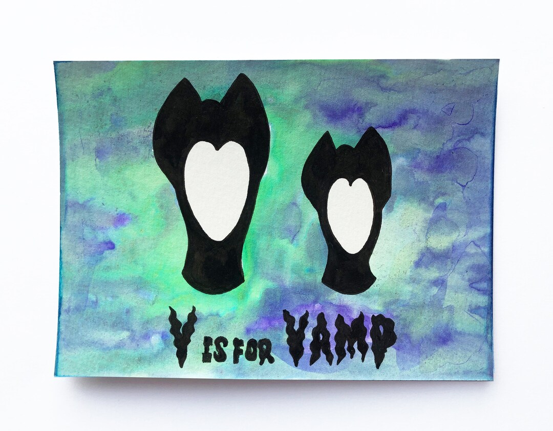 Postcard Size Vampire Ink Painting Original Art Vamp Tie - Etsy
