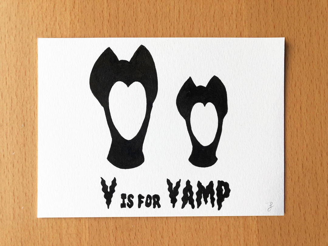 Postcard Size Vampire Ink Drawing, Original Art, Vamp, Gothic, Retro ...