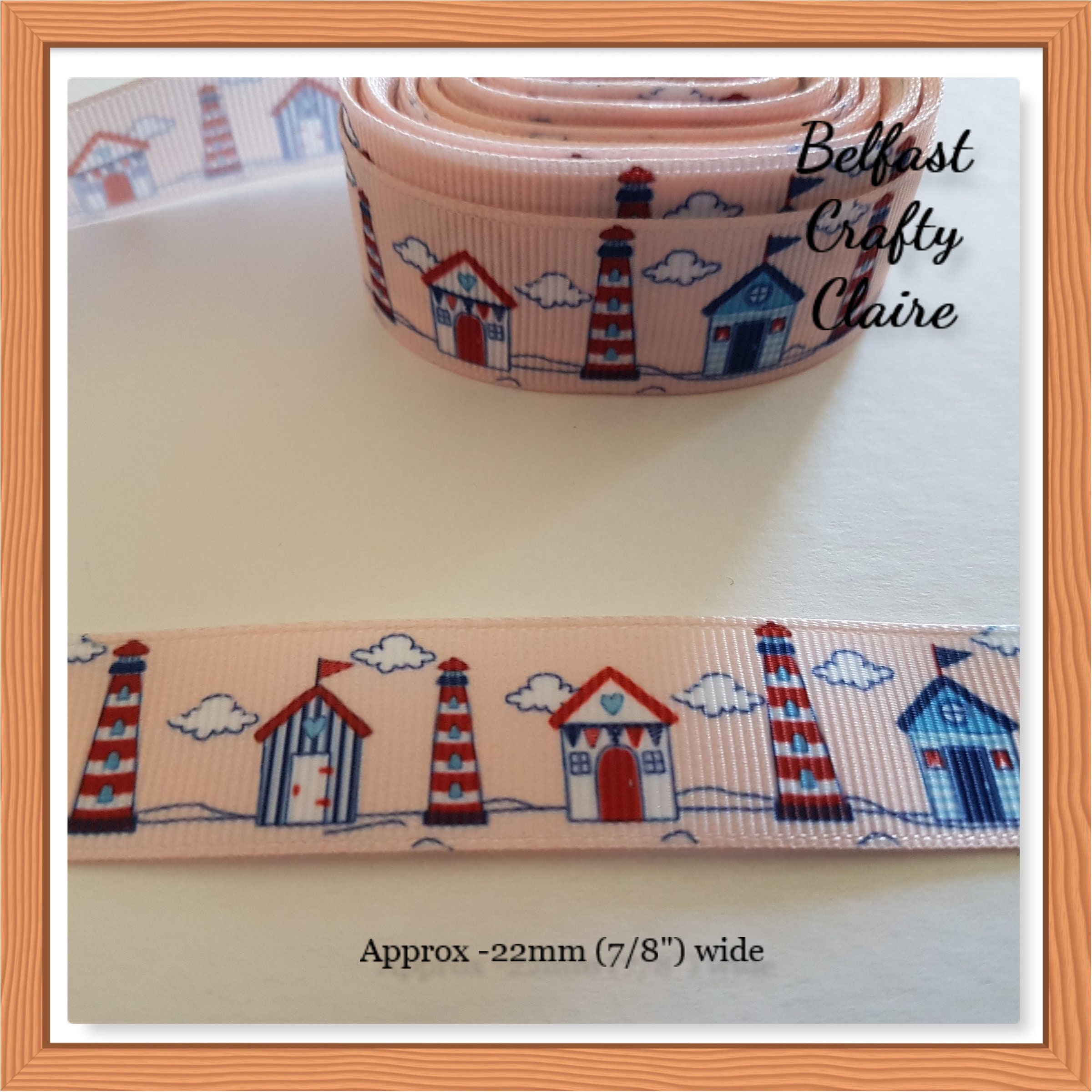 Beach Hut Sea Side Themed Ribbon 7/8 22mm Wide | Etsy