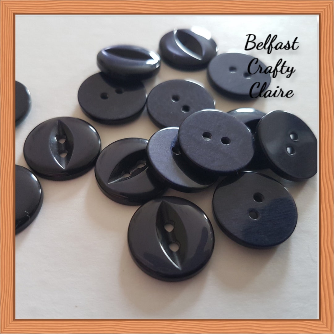 10 or 25 Buttons NAVY BLUE FISHEYE Fish Eye Resin Sewing Buttons Size ...