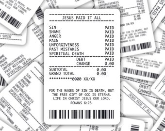 Salvation Receipt STICKERS, Different Sizes, Jesus Paid It All ...
