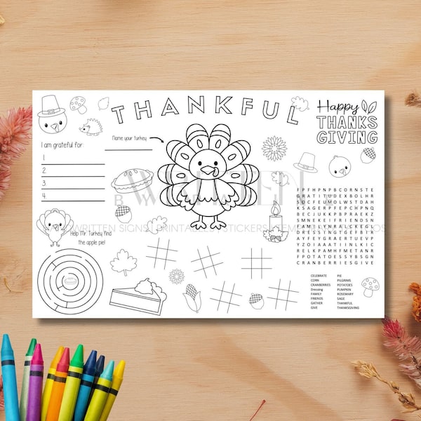 Paper Thanksgiving Placemats - Etsy