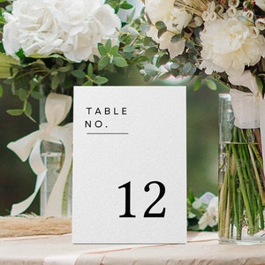 Minimalist Wedding Table Numbers - Set of Modern Table Card Numbers for ...
