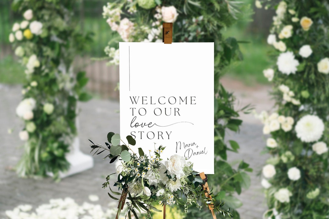 Letrero de boda / Plantilla de letrero Bienvenido a nuestra historia de ...