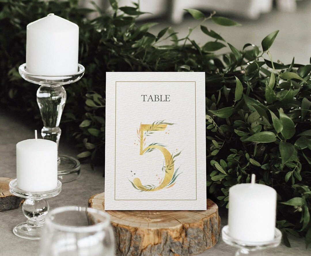 Rustic Table Numbers With Greenery: Simple and Elegant Table Card ...