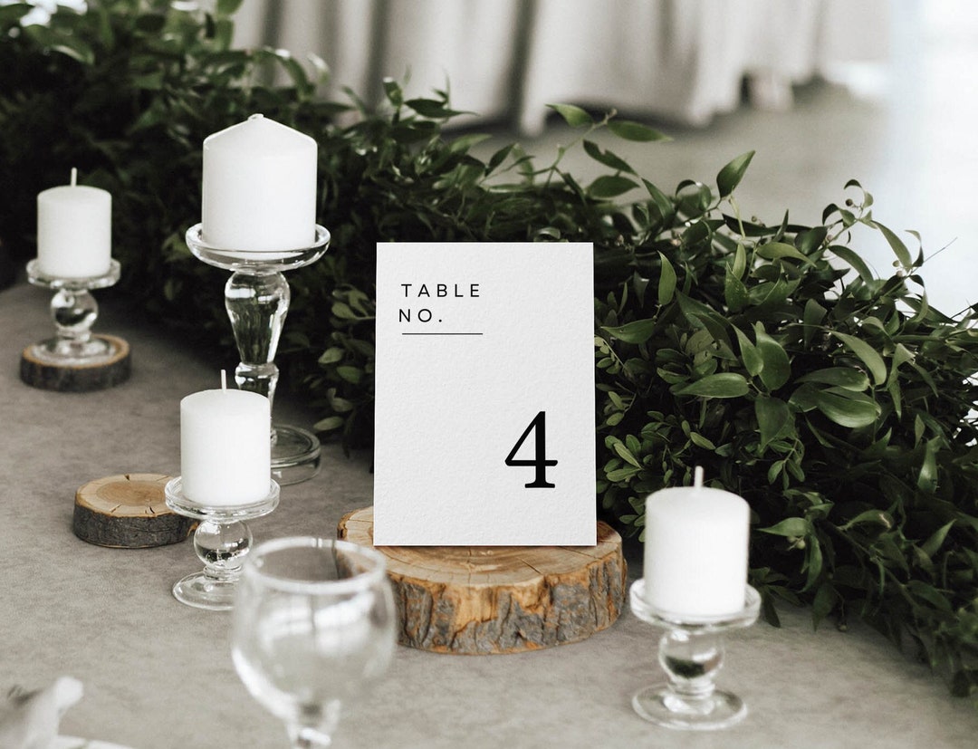 Minimalist Wedding Table Numbers - Set of Modern Table Card Numbers for ...