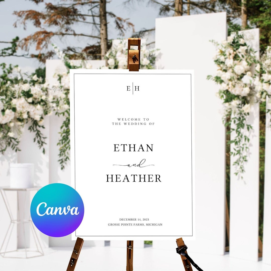 Wedding Welcome Sign Template Canva Template - Etsy
