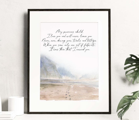 Footprints in the Sand Watercolor Bible Scripture Bible | Etsy
