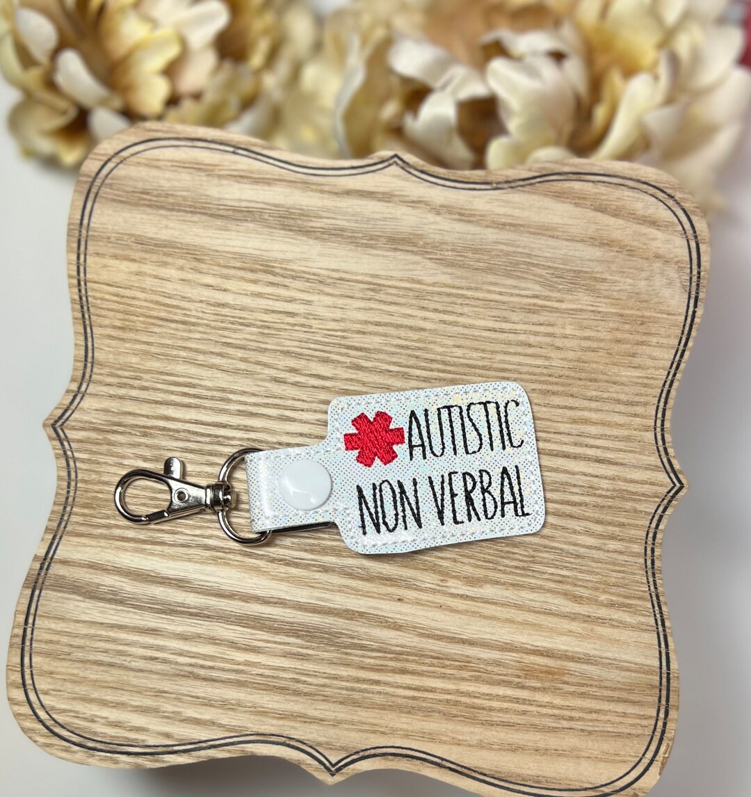 Medical Awareness Tag Non Verbal Autistic Snap Tab Keychain - Etsy