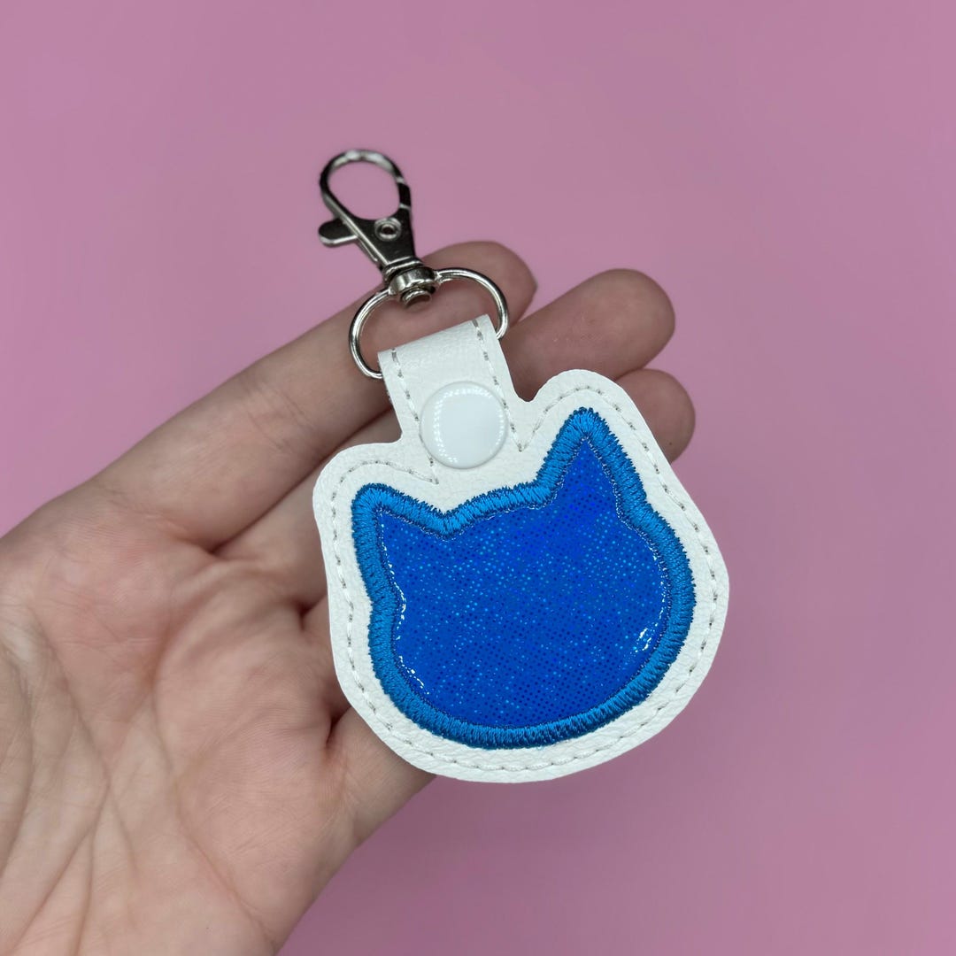 Blue Cat Silhouette Keychain - Etsy
