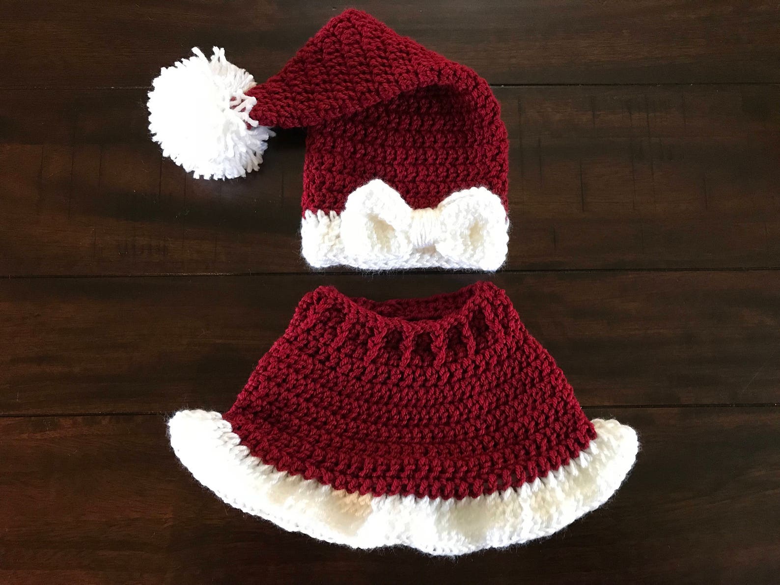 Crocheted Mrs. Claus Hat & Skirt Outfit Newborn Size - Etsy