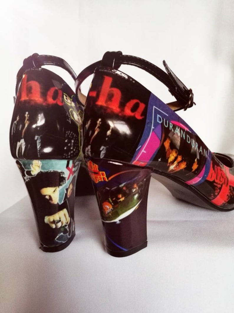 Custom Made Womens High Heels Album Cover Shoes Rock Band Design Your Own Favourite Music