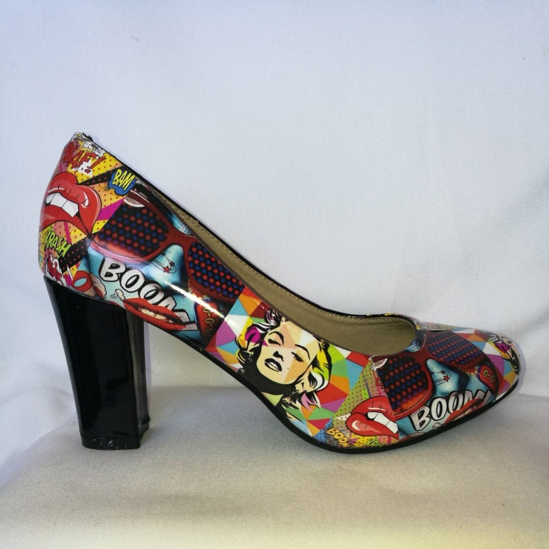 Custom Printed Shoes for Women Summer Pop Art Marilyn Block Heels ...