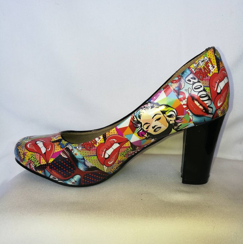 Custom Printed Shoes for Women Summer Pop Art Marilyn Block Heels ...