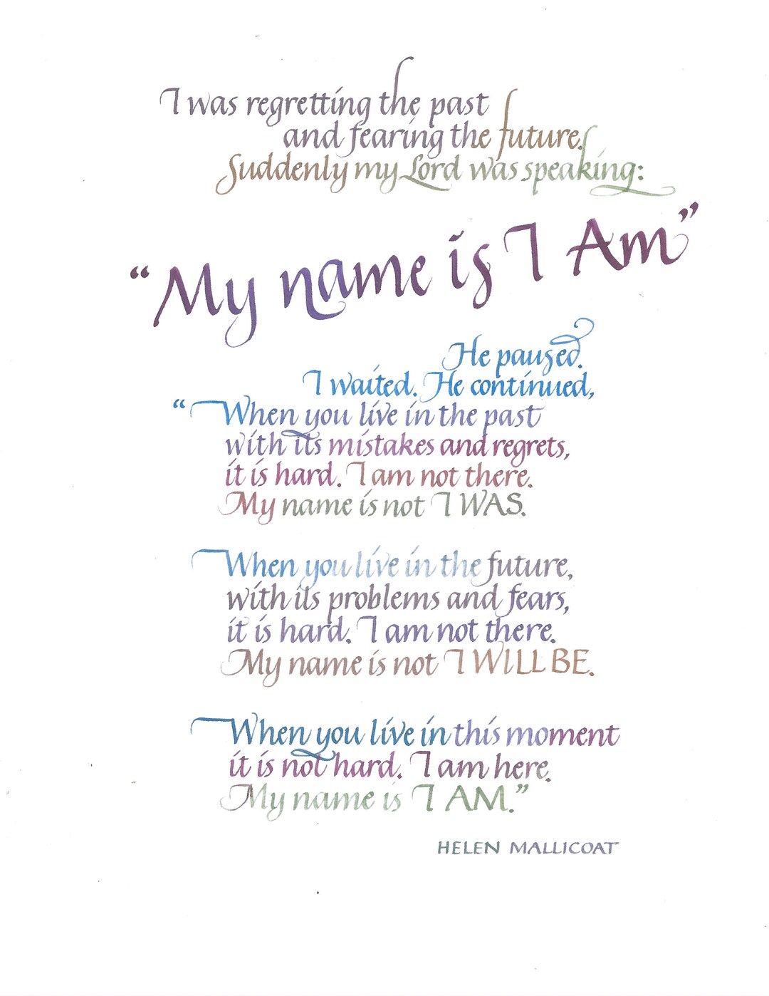 Calligraphy: "my Name is I Am" by Helen Mallicoat - Etsy
