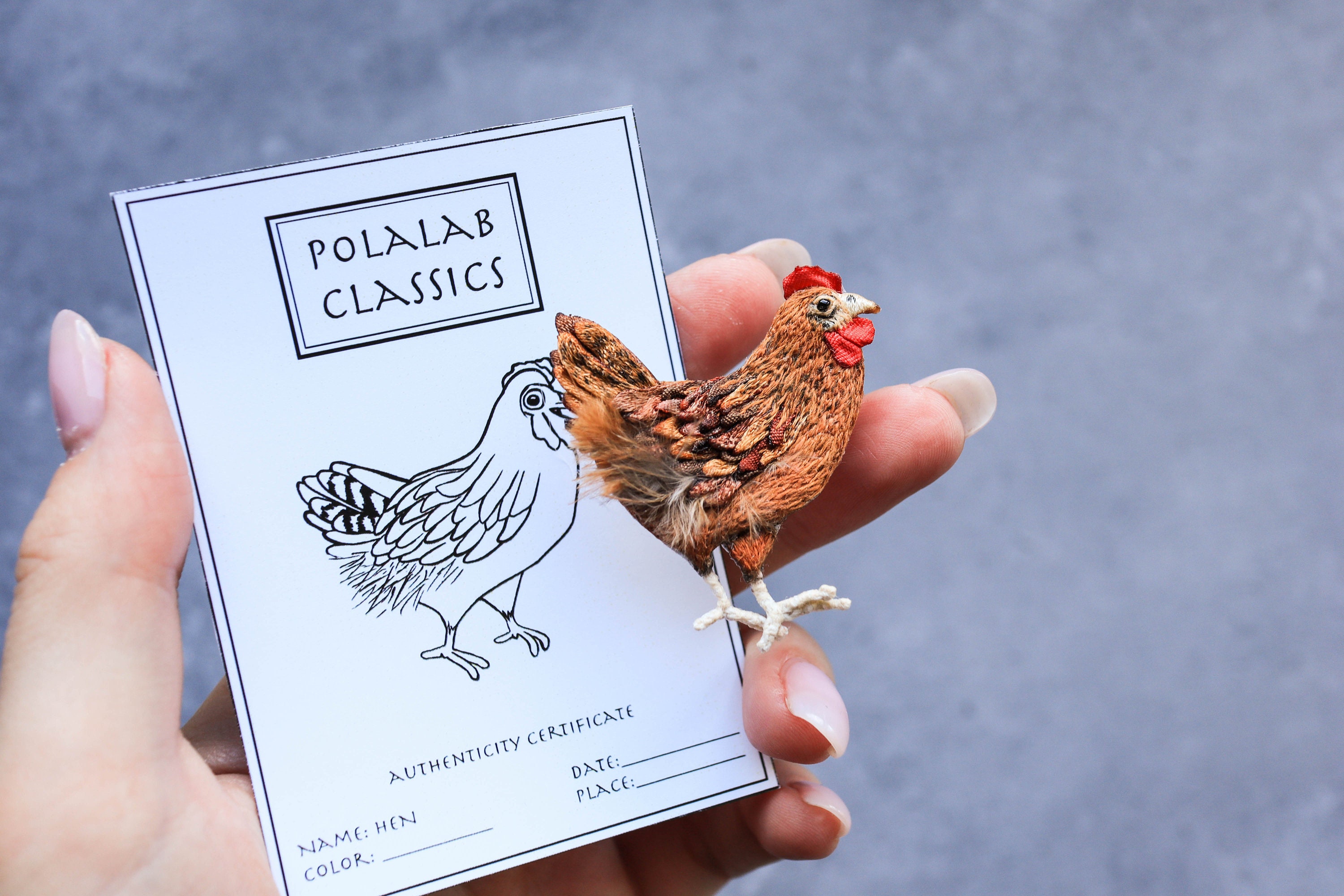 Ginger Red Embroidered Hen Brooch. Chicken Miniature. Realistic ...