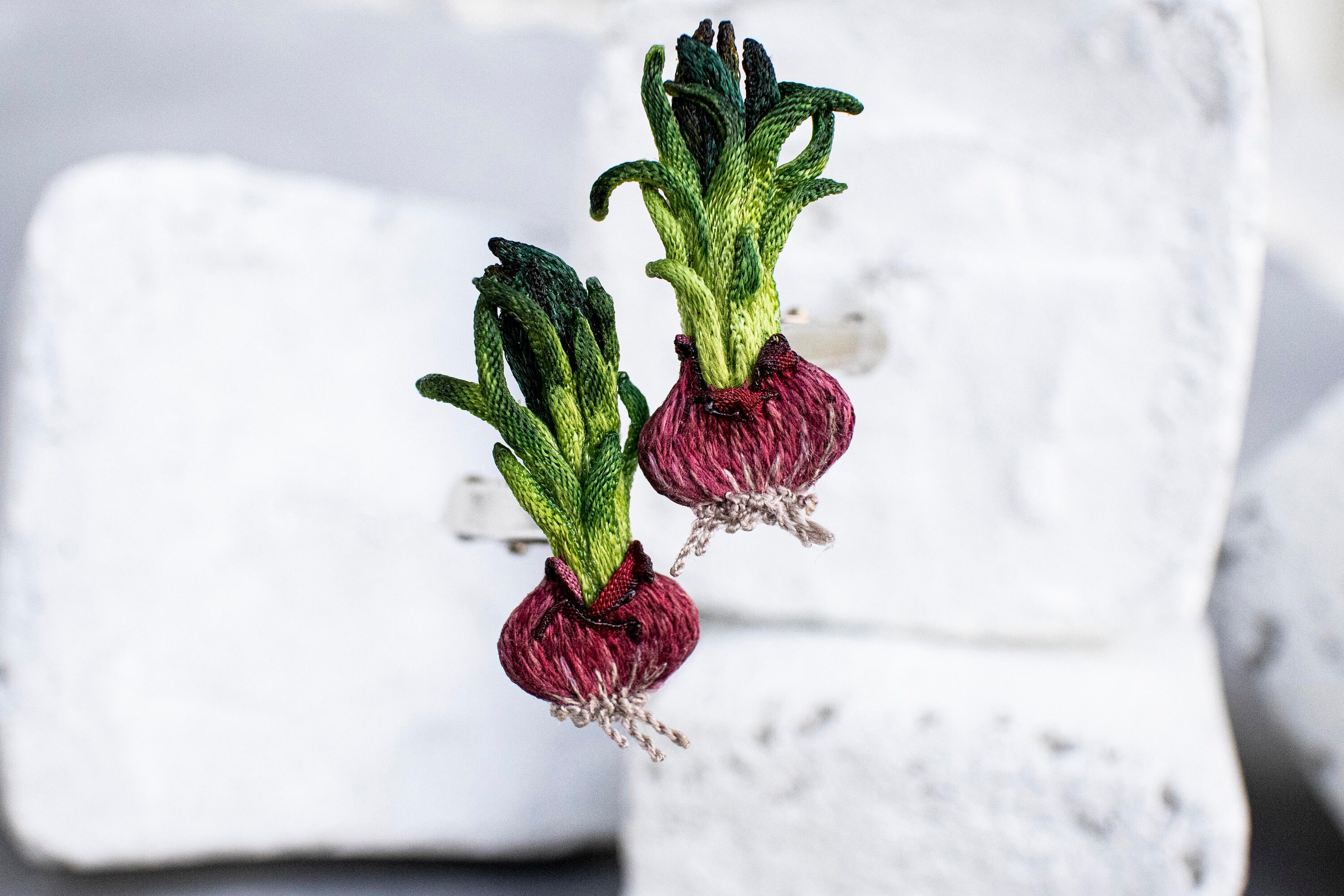 SET of 2 Red Onion Embroidered Pins - Etsy