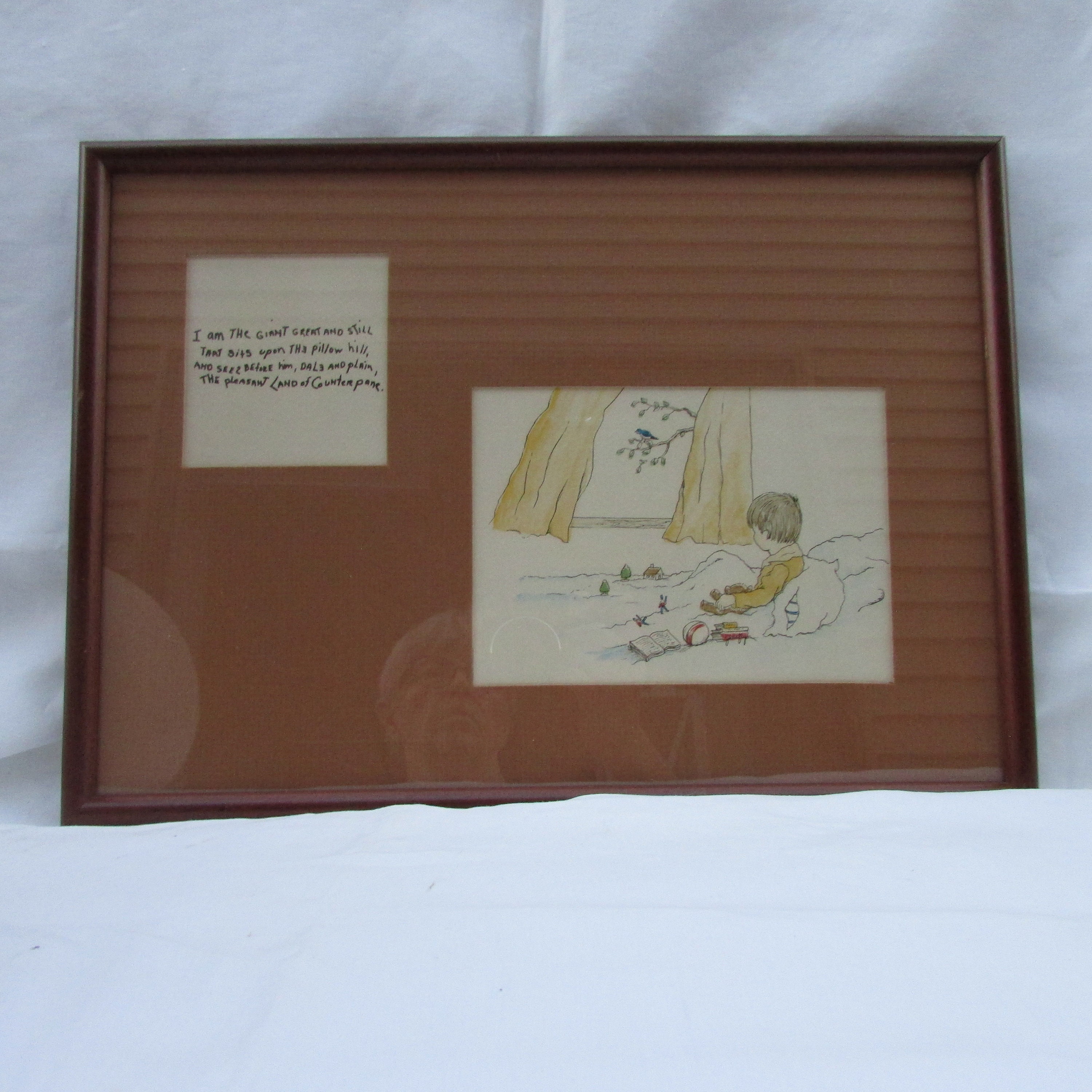Doris Whitten Morgan Watercolor Print: Boy in Bed, Framed Nursery Art ...
