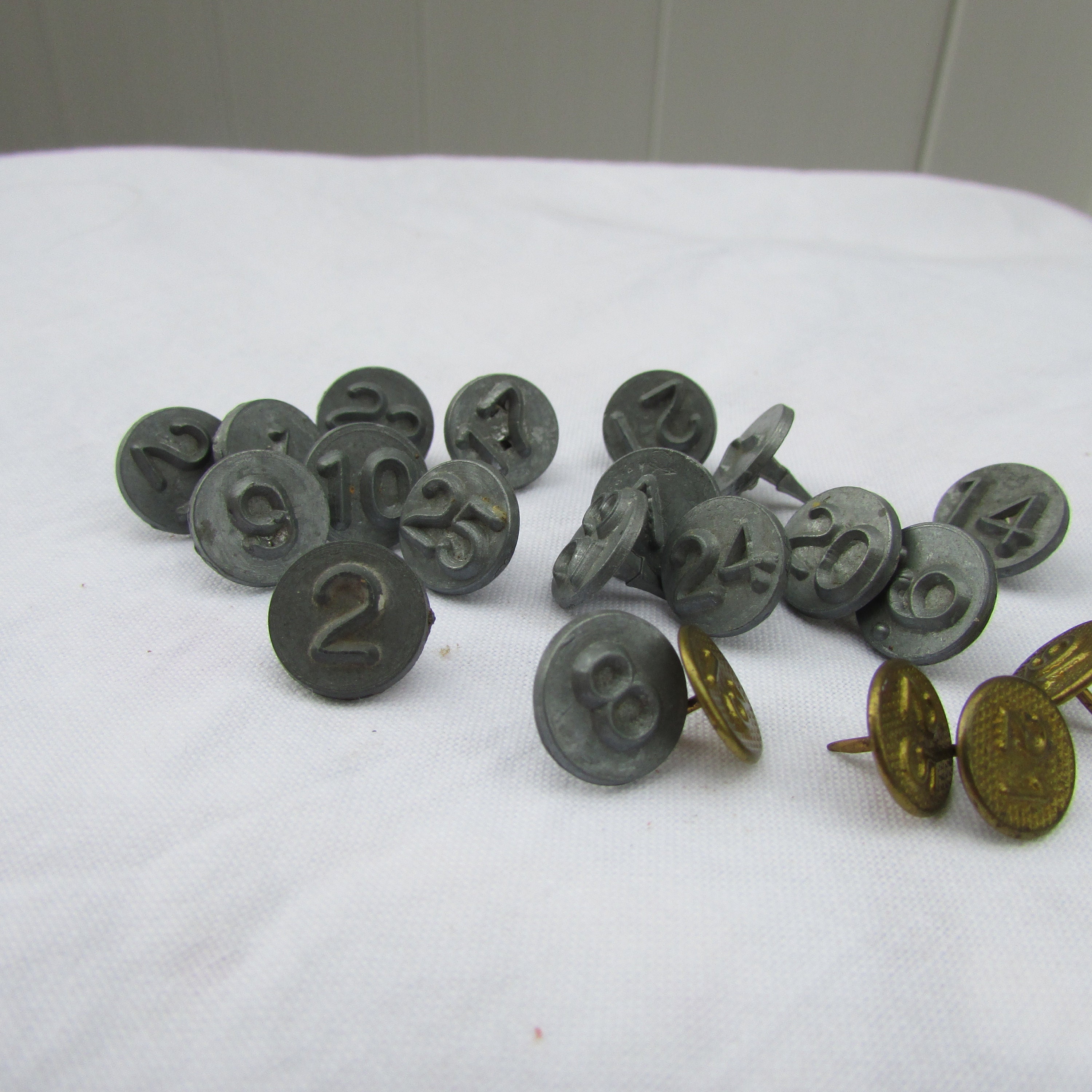Metal Window Markers Round Barbed Tacks Industrial Mixed Media Collage ...