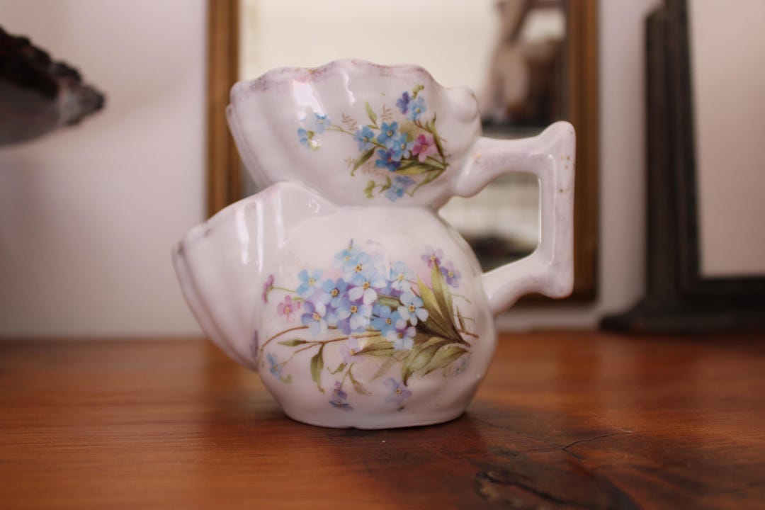 Shaving Scuttle Mug Porcelain Floral Pattern Fluted Edges - Etsy