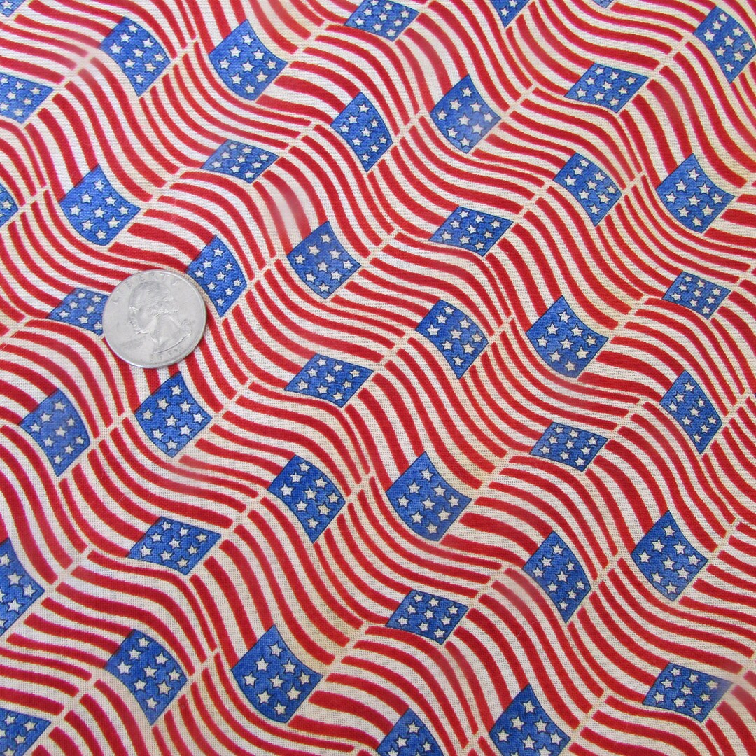 Patriotic Red White Blue Flag Fabric Debbie Mumm Design Cotton Quilting ...