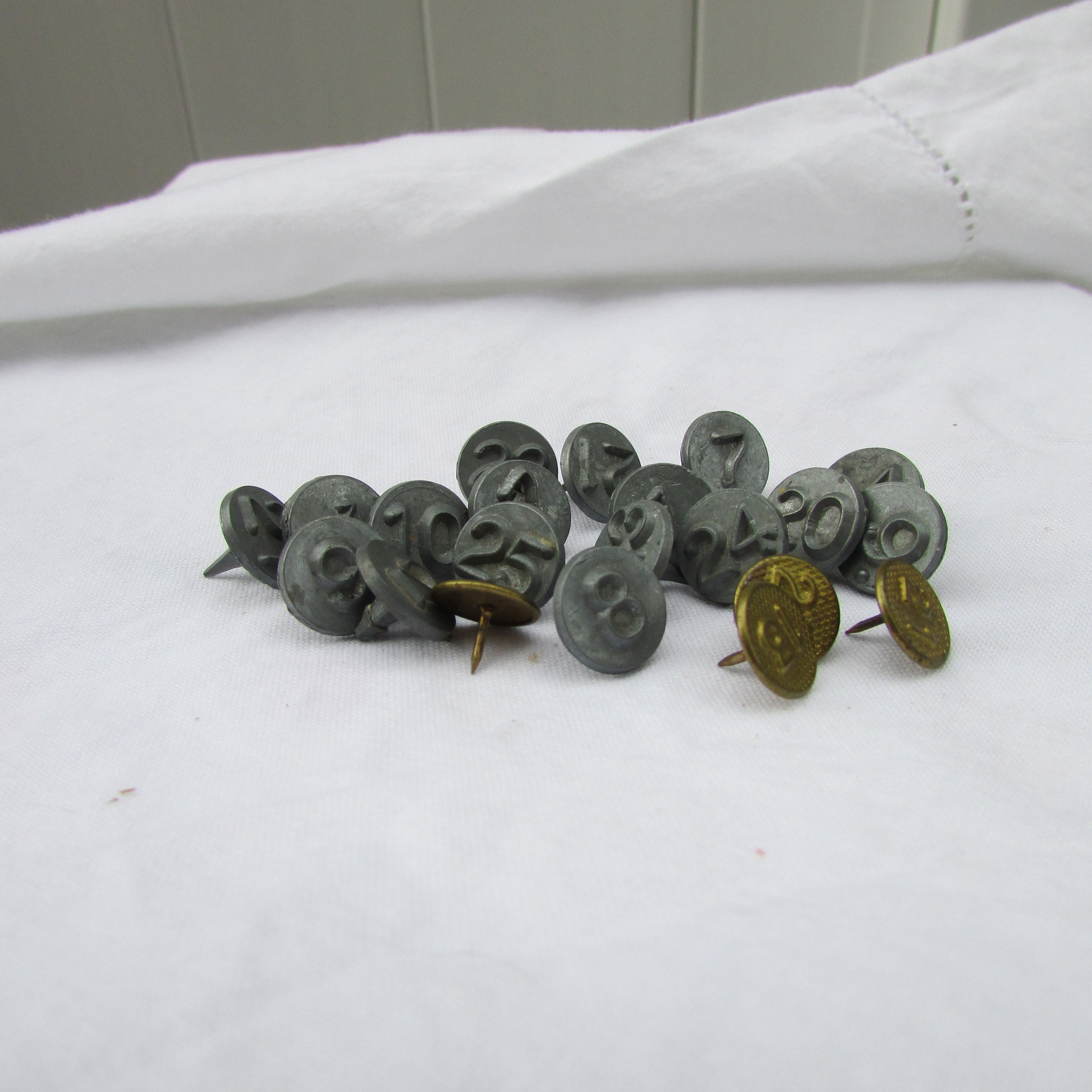 Metal Window Markers Round Barbed Tacks Industrial Mixed Media Collage ...