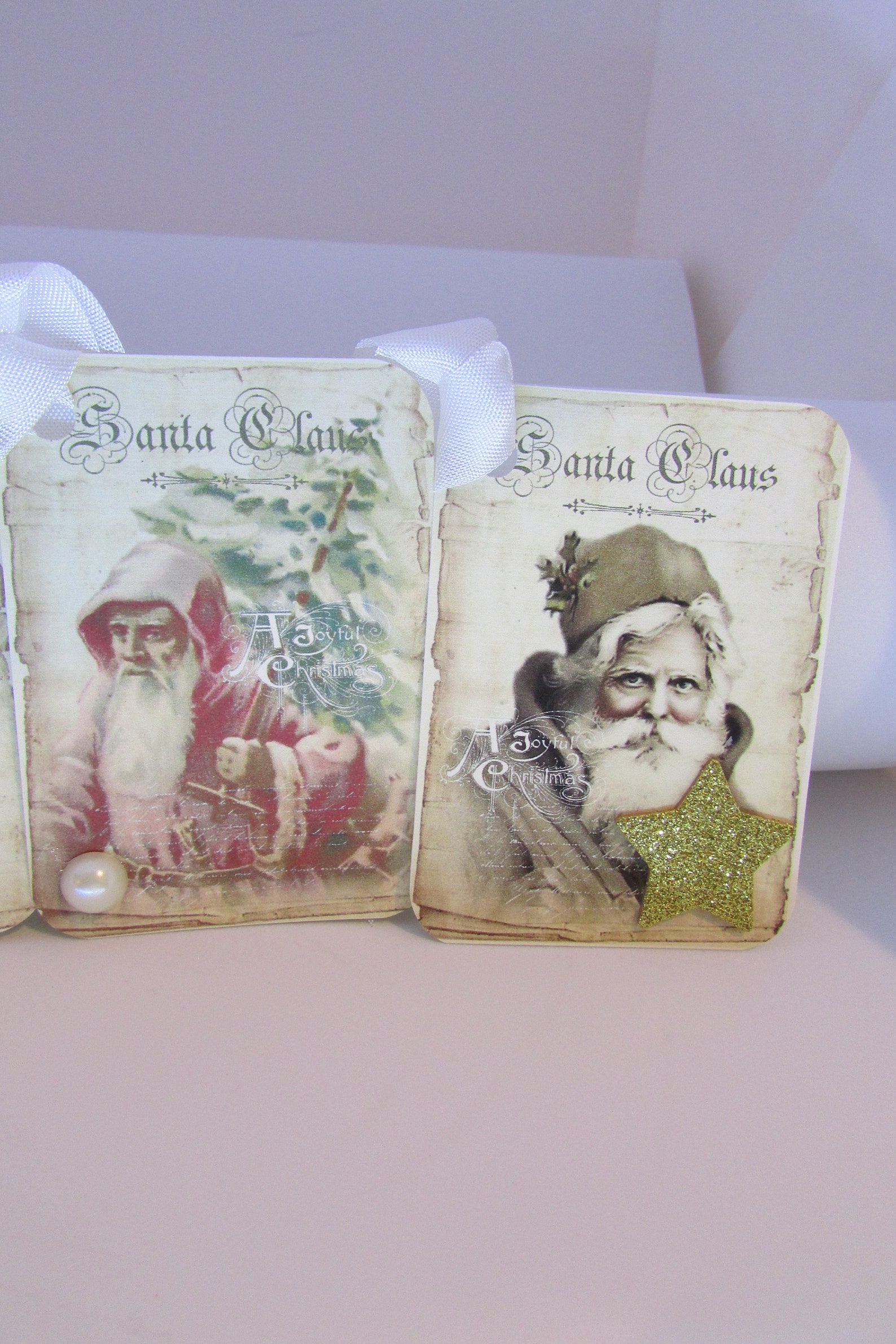 Handmade Vintage Santa Christmas Gift Tags, Set of 8 - Etsy