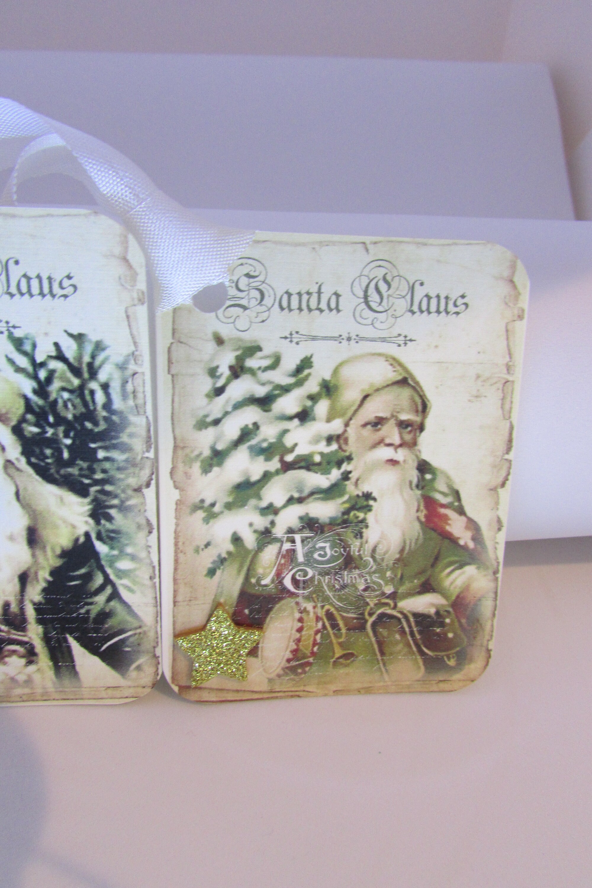 Handmade Vintage Santa Christmas Gift Tags, Set of 8 - Etsy