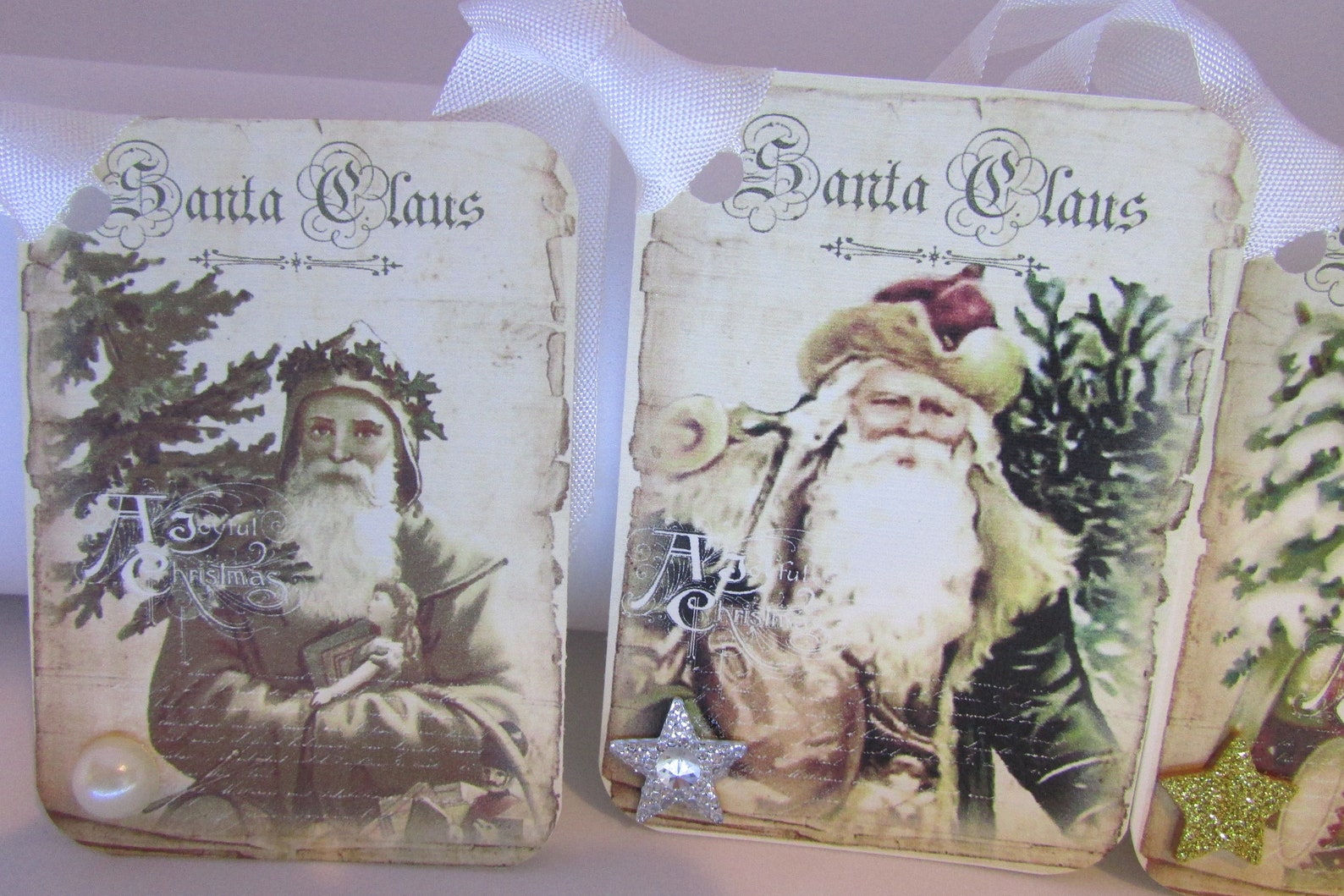 Handmade Vintage Santa Christmas Gift Tags, Set of 8 - Etsy