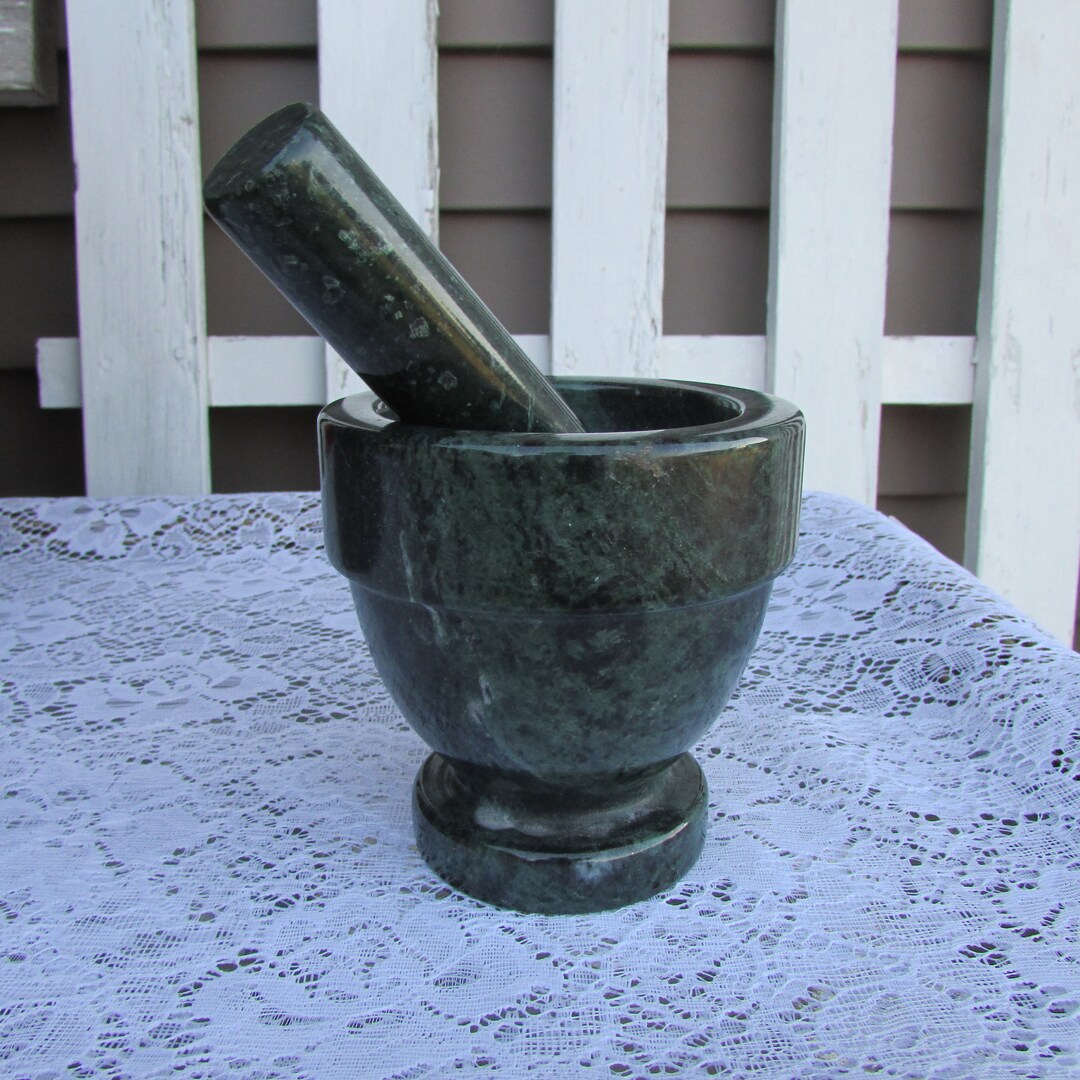 Green Marble Mortar and Pestle Set Pharmacy Apothecary Herbs Spices ...