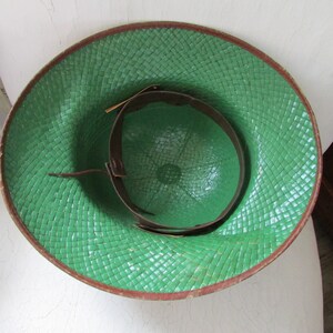 Woven Straw Pith Helmet Safari Hat Adjustable Sizing Taupe Green ...