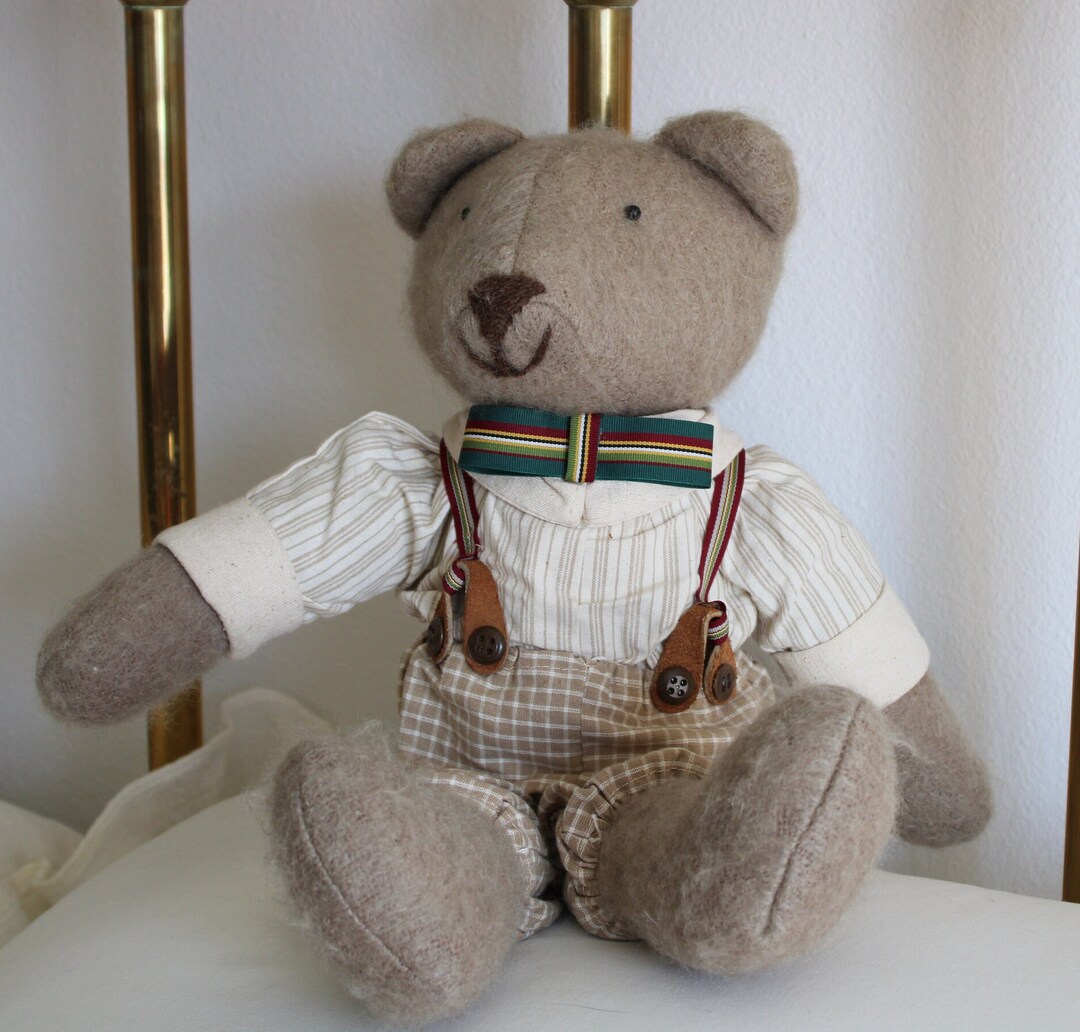 Felted Wool Teddy Bear Suspenders Bow Tie Knickers - Etsy