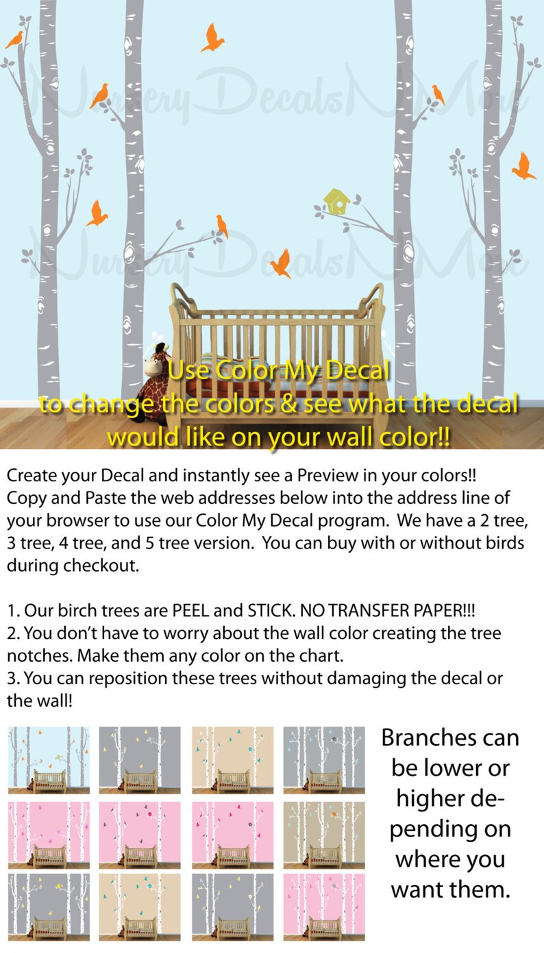 Custom Birch Tree Wall Decals Reusable Easier to Install | Etsy