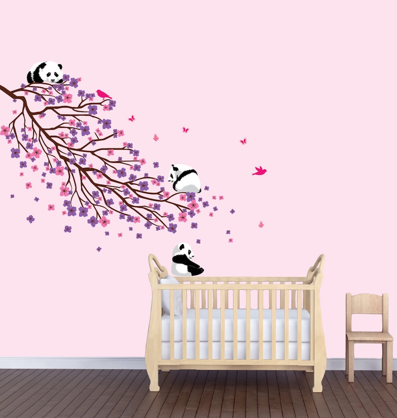 Tree Wall Decal Panda Wall Decals Panda With Branch Decals - Etsy