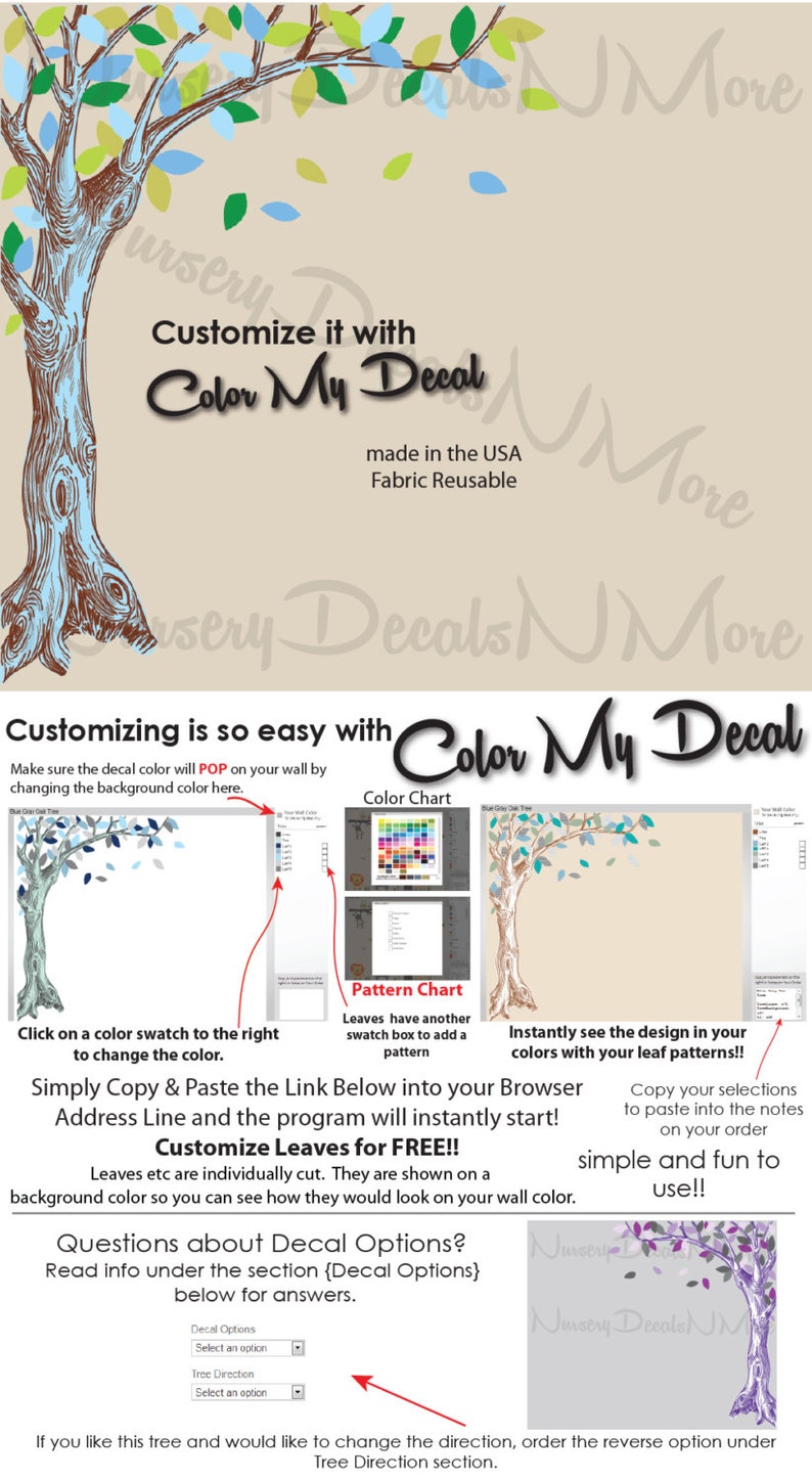 Oak Tree Wall Decal Oak Tree Wall Stickers Corner Reusable - Etsy