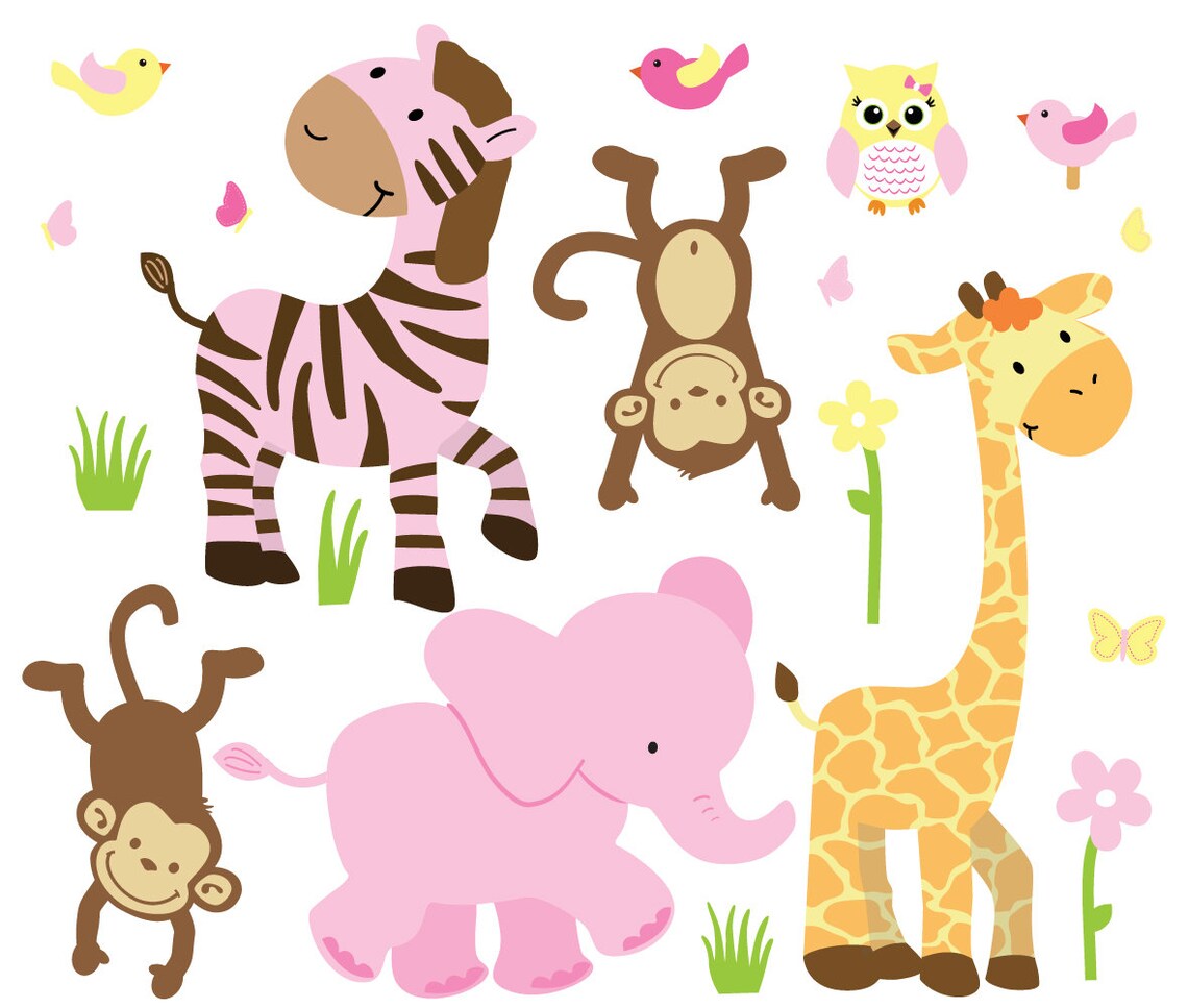 Elephant Decal Monkey Stickers Nursery Jungle Wall Decals - Etsy