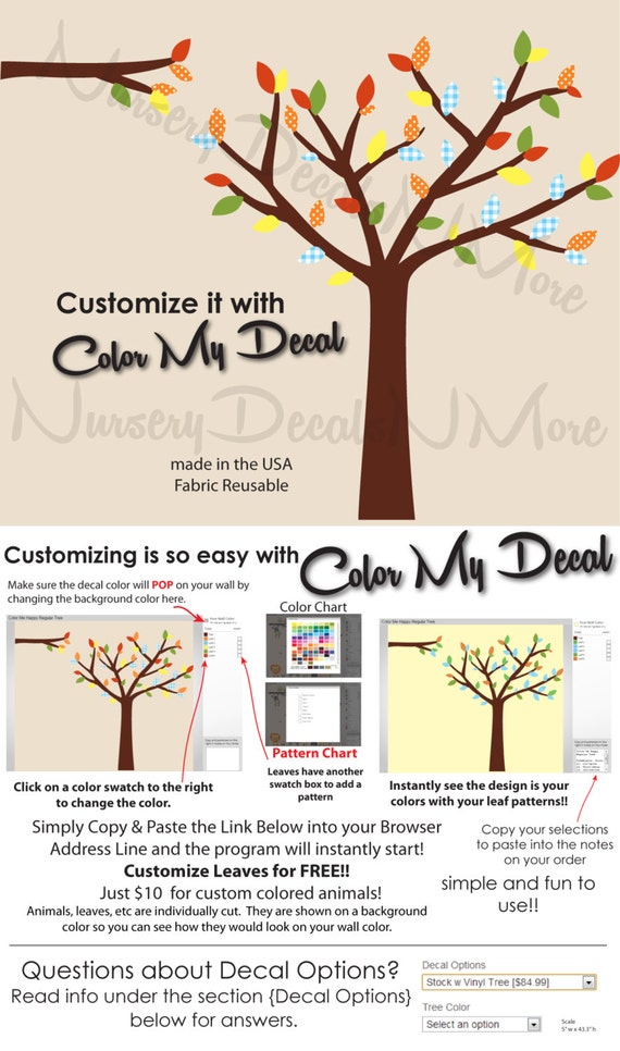 Tree Decals for Nursery Vinyl Tree Decals color Me Happy - Etsy