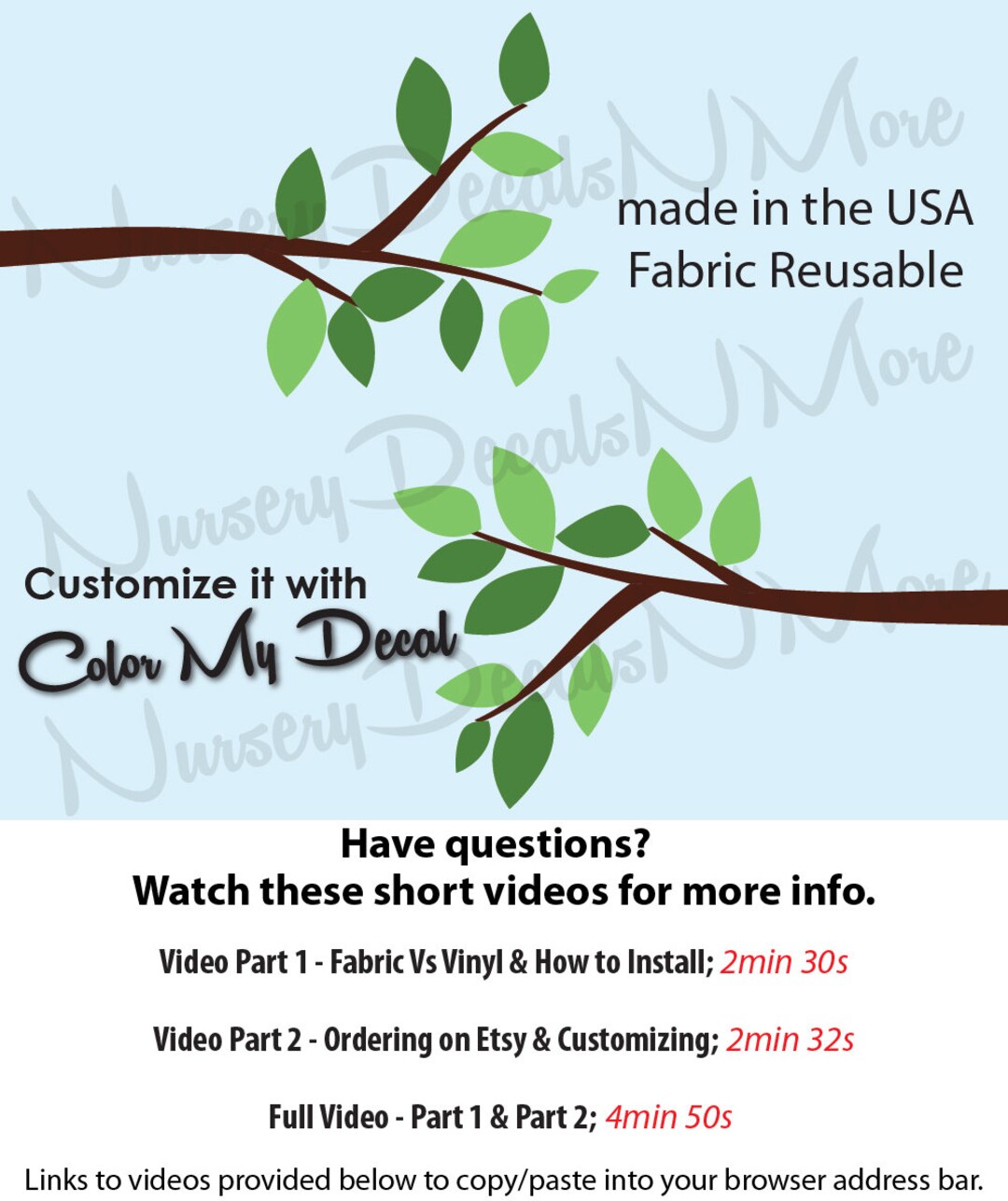 Branch Decal, Extra Branch Decal, 2 Branch Add On, (extra Branch) Smteb ...