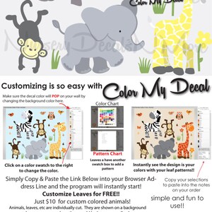 Elephant Decal Monkey Stickers Nursery Jungle Wall Decals - Etsy