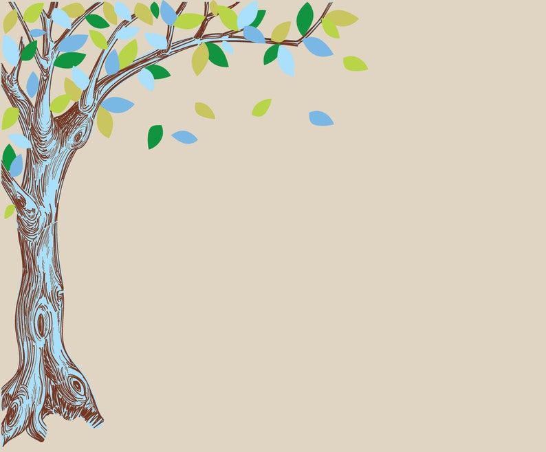 Large Oak Tree Decal for Corner Fall Colors Natural Tree | Etsy