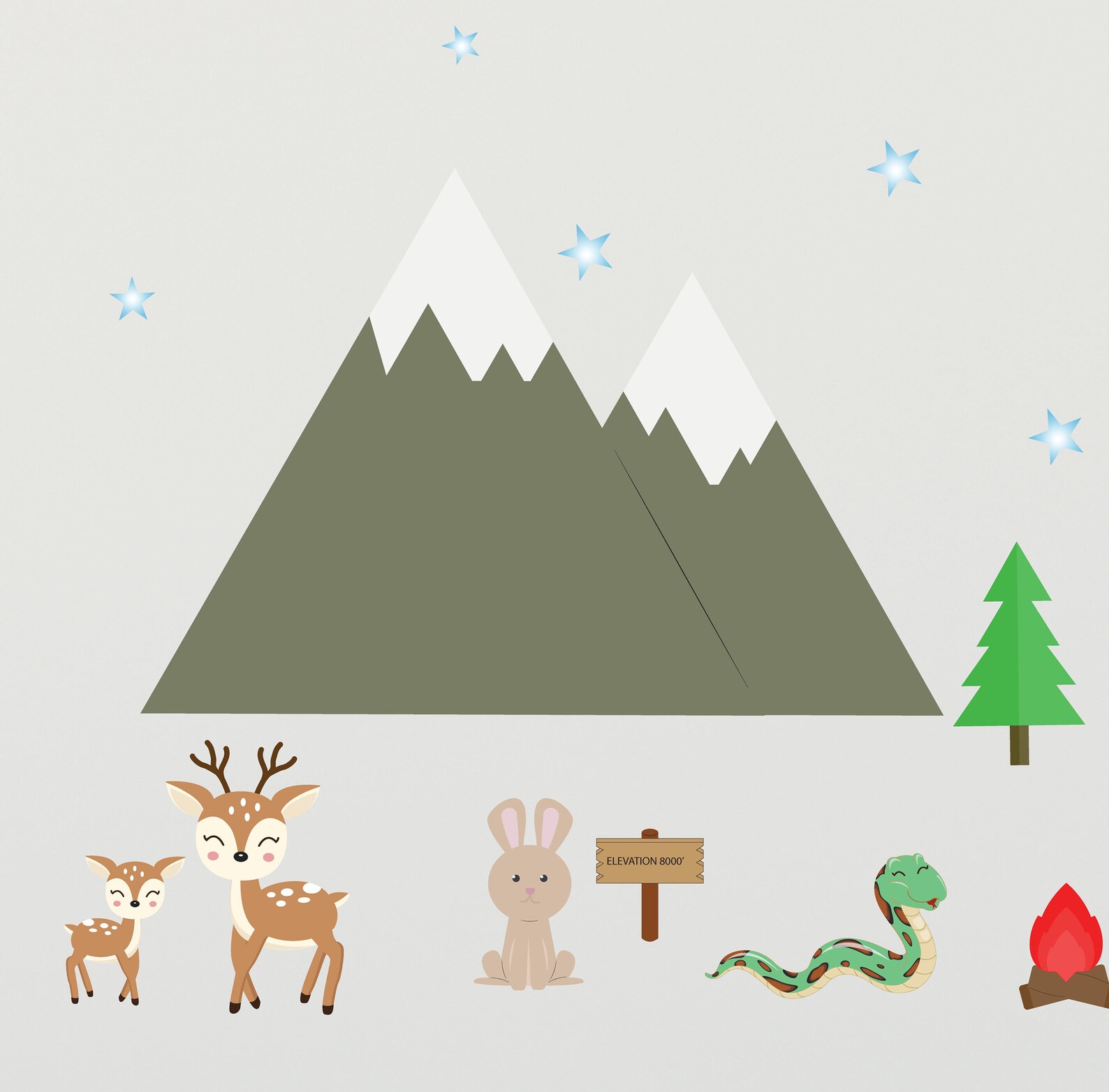 Outdoor Camping and Animal Fabric Wall Decal Nursery Decals N - Etsy