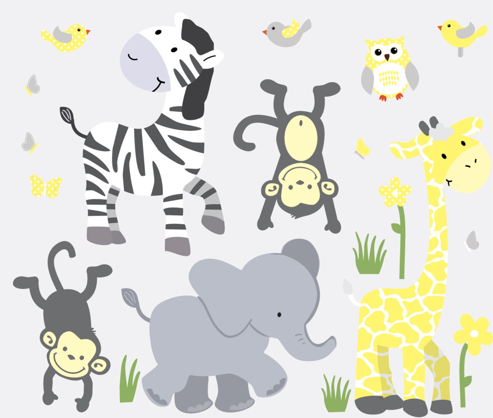 Elephant Decal Monkey Stickers Nursery Jungle Wall Decals - Etsy