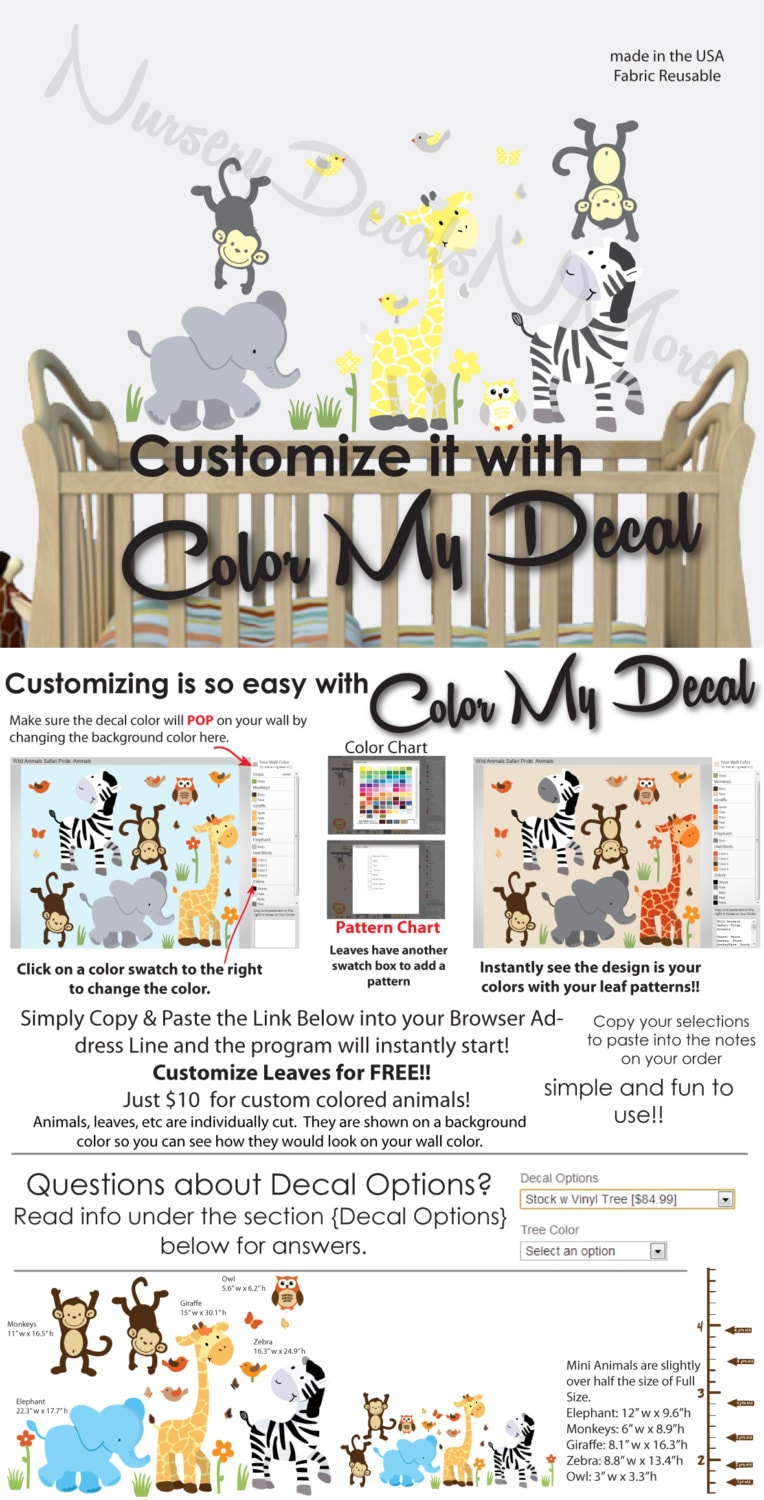 Neutral Theme Jungle Animal Wall Decals for Boy or Girl - Etsy