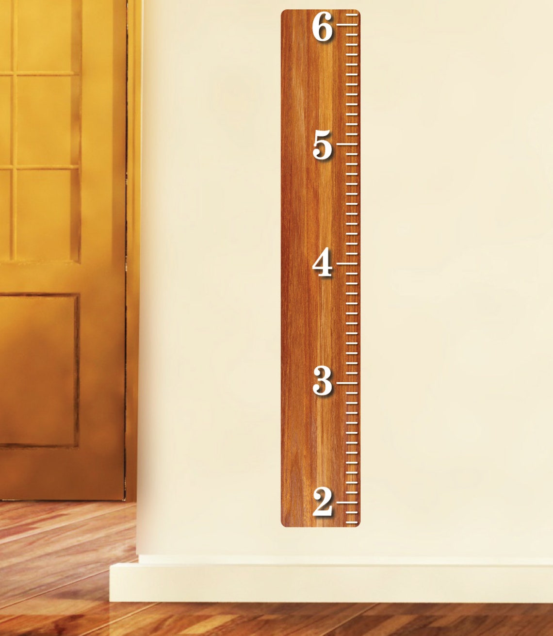 Wooden-look Growth Chart Ruler Personalized Wall Decal | Etsy