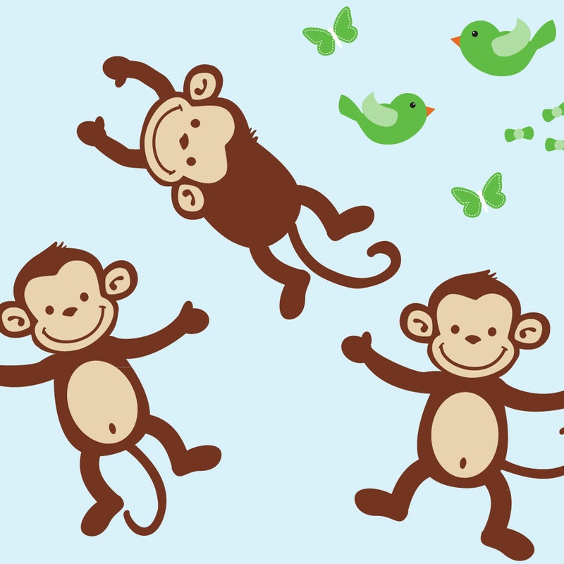 Monkey Wall Decal - Etsy