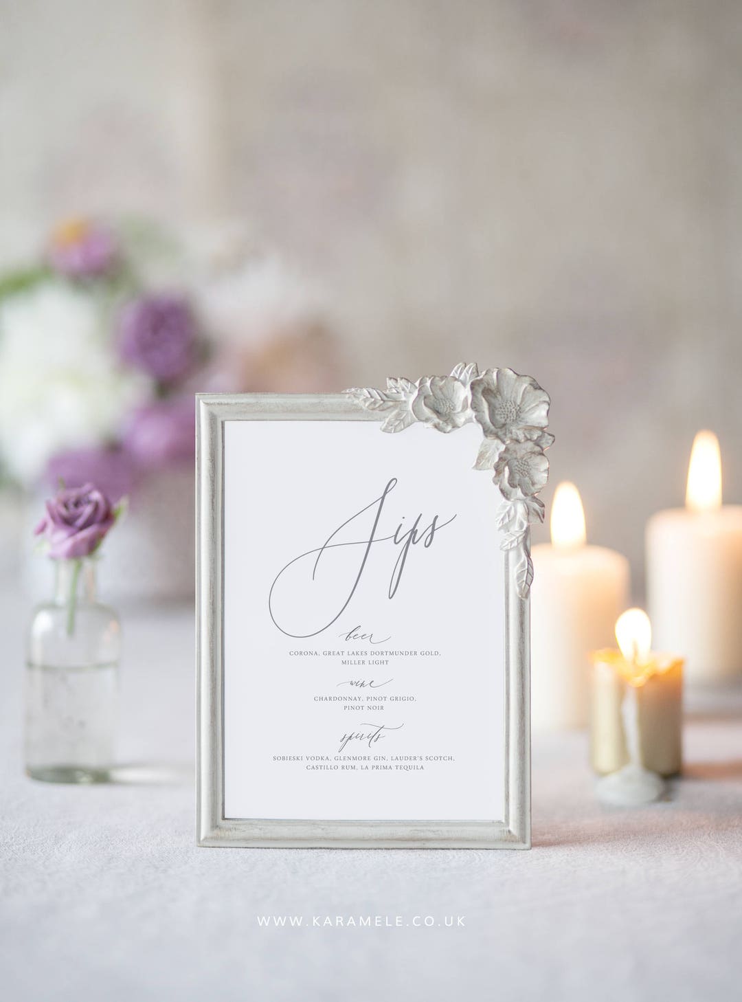 Bar Menu Sign - Wedding Reception Sign - Digital PDF File - Etsy UK