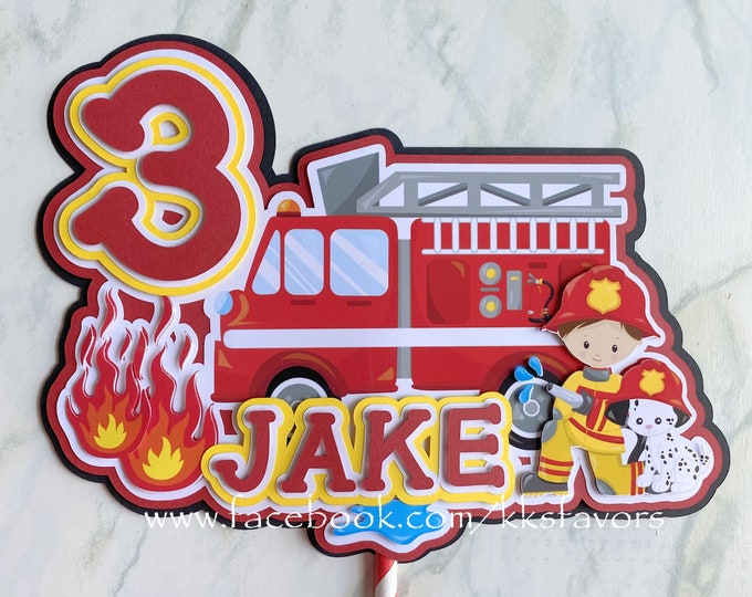 Fire Cake Topper/fireman Party Cake Topper/fireman Birthday Cake Topper ...