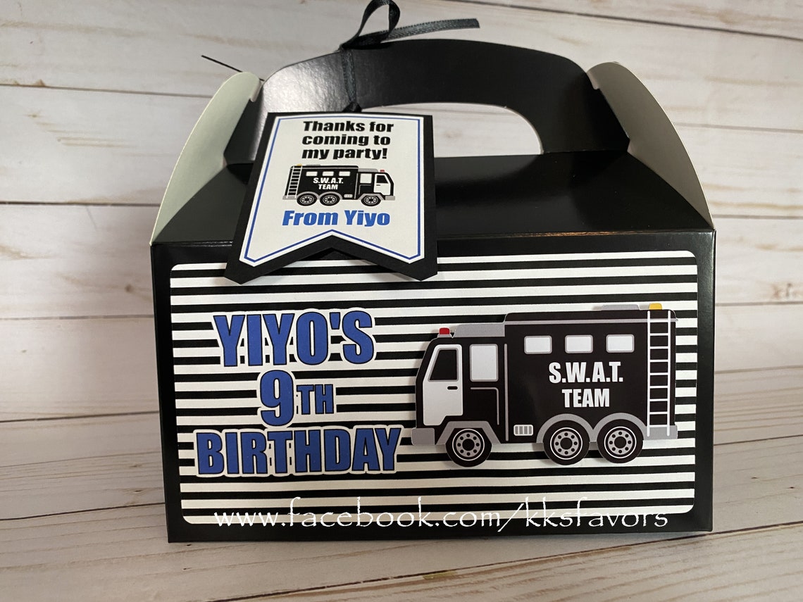 Police Party Favor Box/swat Truck Party Favor Boxes/police - Etsy