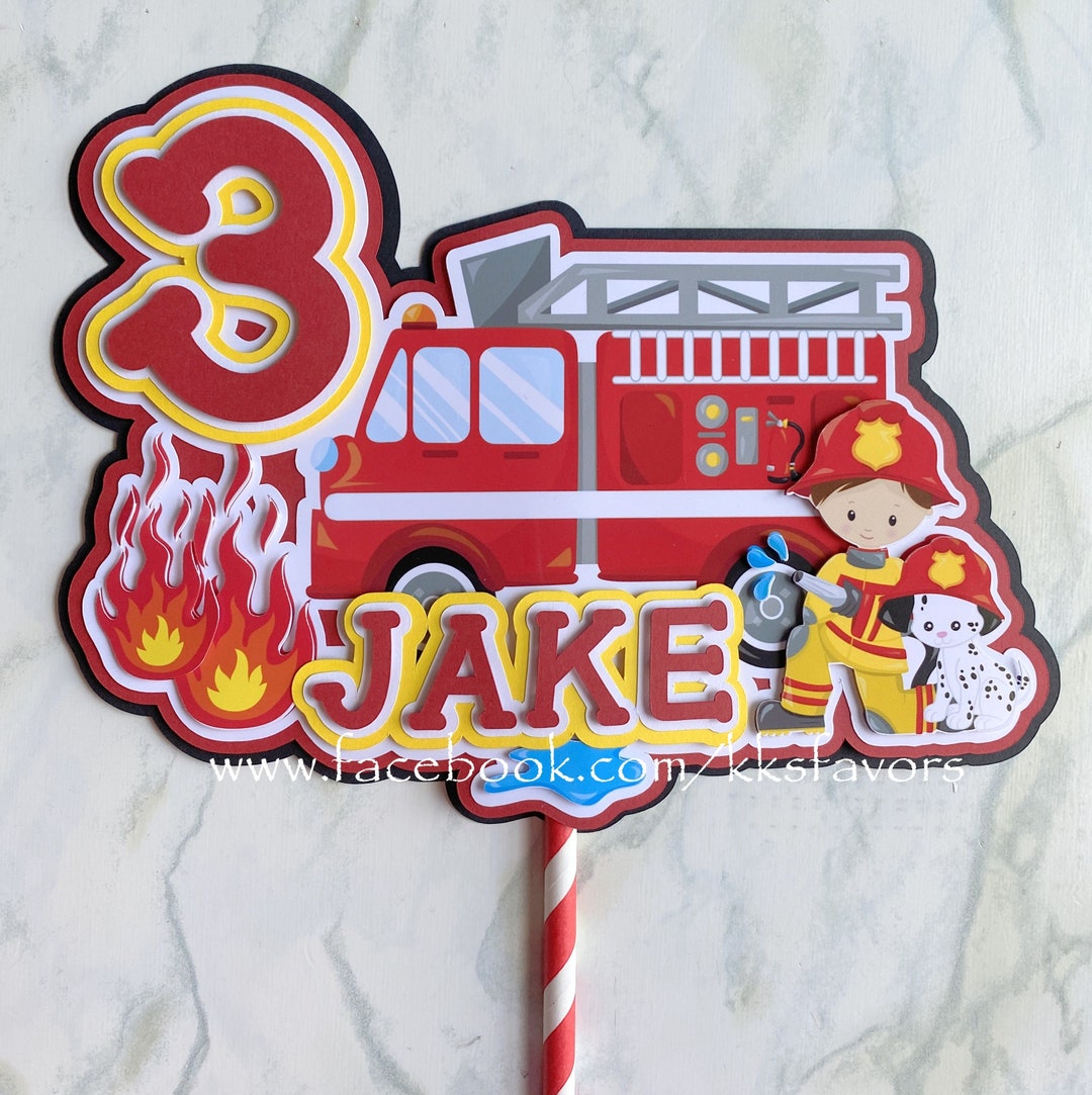 Fire Cake Topper/fireman Party Cake Topper/fireman Birthday Cake Topper ...