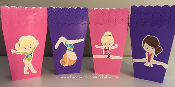 Gymnastics Party Popcorn Boxes/gymnastics Birthday Popcorn | Etsy
